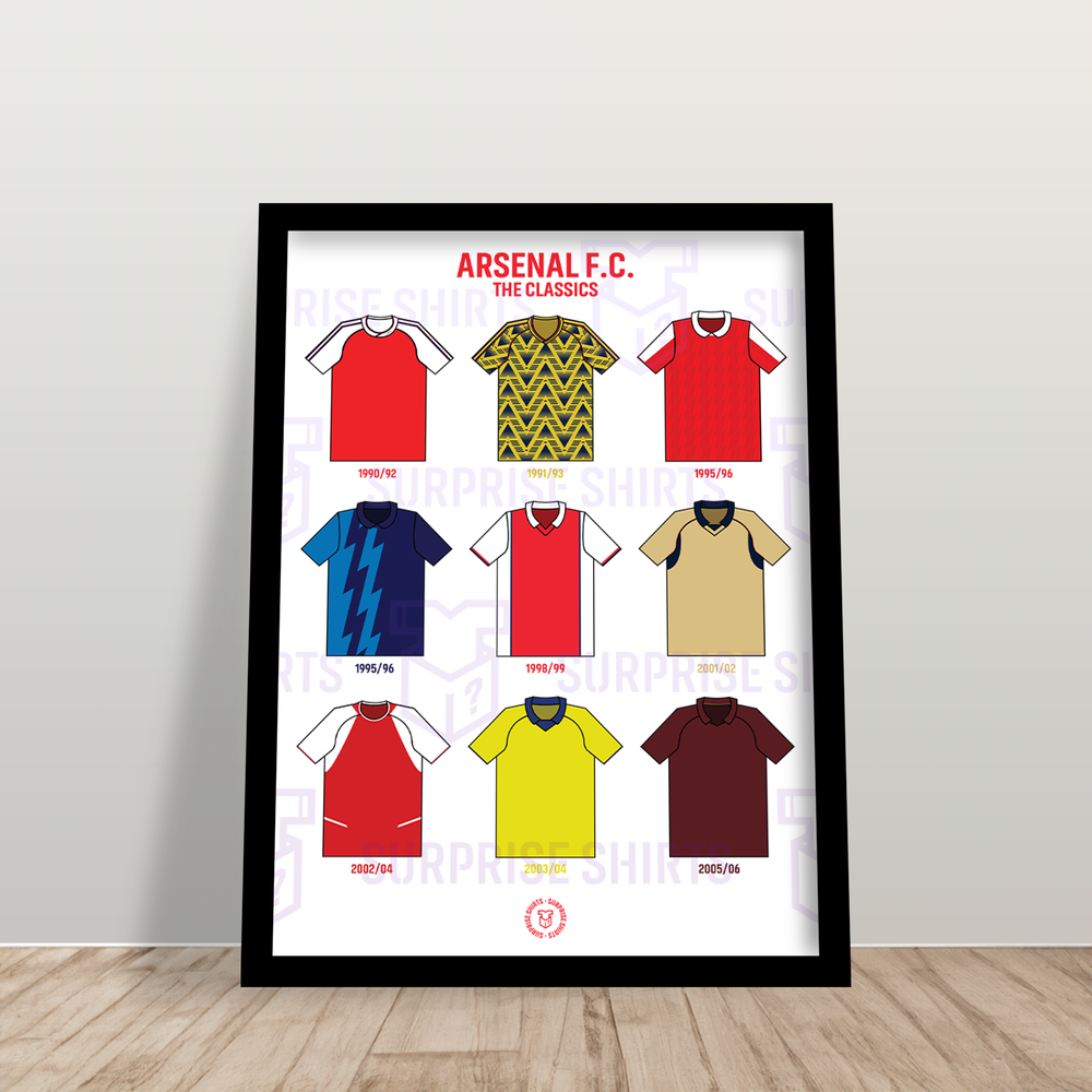 Arsenal 'The Classics' Football Shirt Print & Mystery Football Shirt ...
