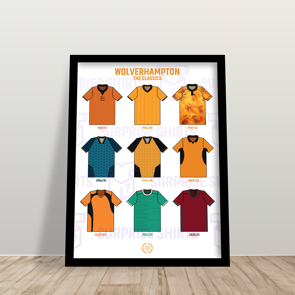 Wolves 'The Classics' Football Shirt Print & Mystery Football Shirt Box ...